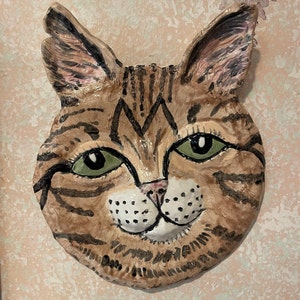Hand Sculpted Cat Face Wall Hanging Custom Orders Welcome - Etsy