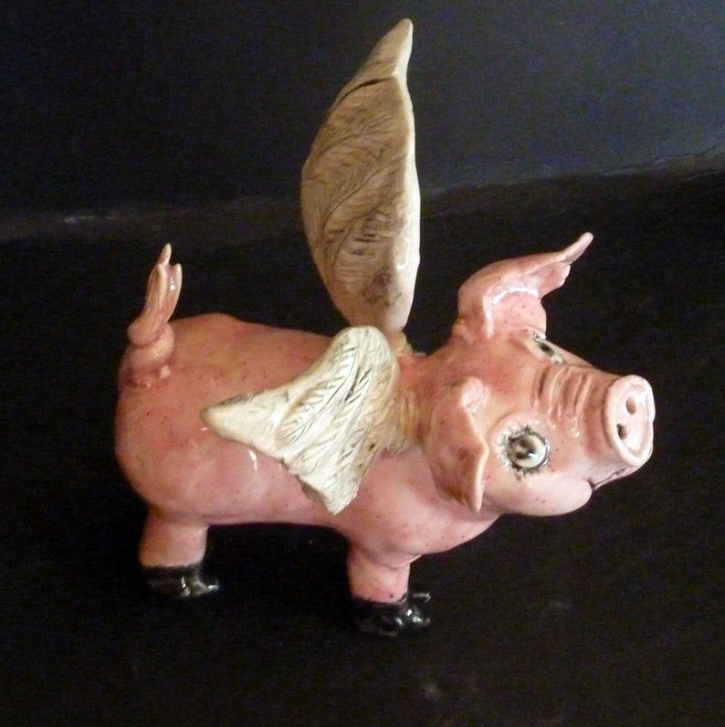 When Pigs Fly, Flying Pig Ceramic Handmade in U.S. Sold by Artist - Etsy