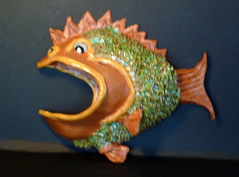 Something Fishy Wall Pocket, Handmade in USA From a Lump of Clay, Fish ...