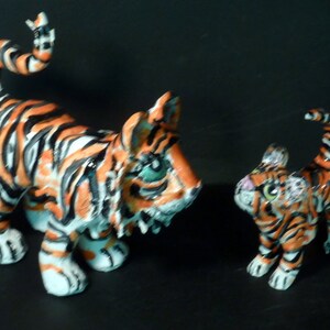 Tiger Sculptures Handmade in USA From a Lump of Clay Totally Unique ...