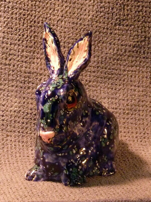Art Pottery Rabbit Cobalt Blue Lucky Rabbit Hand Built With - Etsy