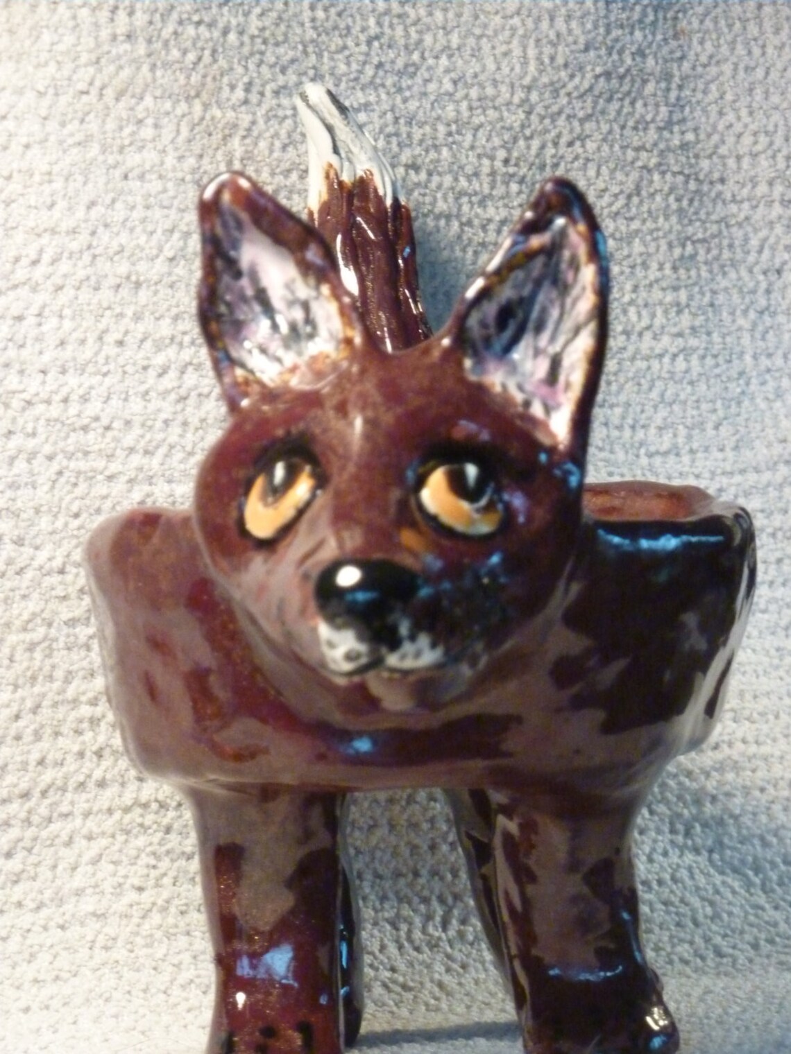 Folk Art Fox Bowl Handmade in USA From a Lump of Clay Glitter | Etsy