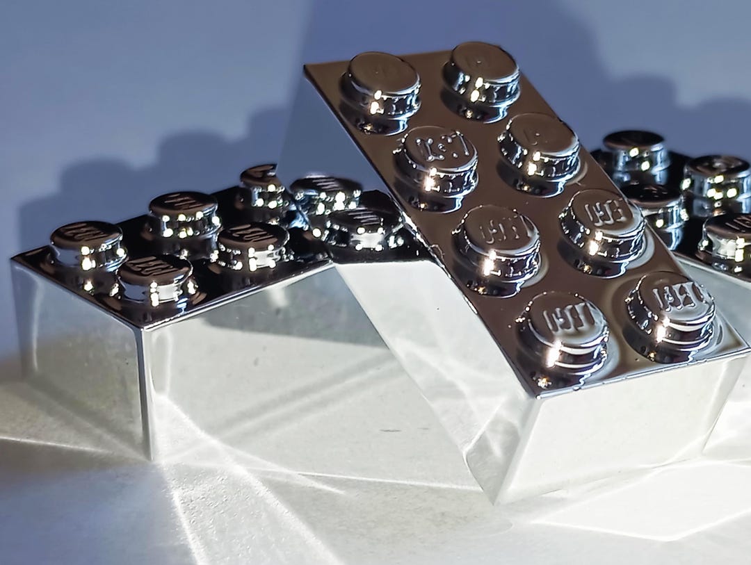 20 X Lego Chrome Silver Bricks 2 X 4, NEW, Chrome Silver, Custom Bricks ...