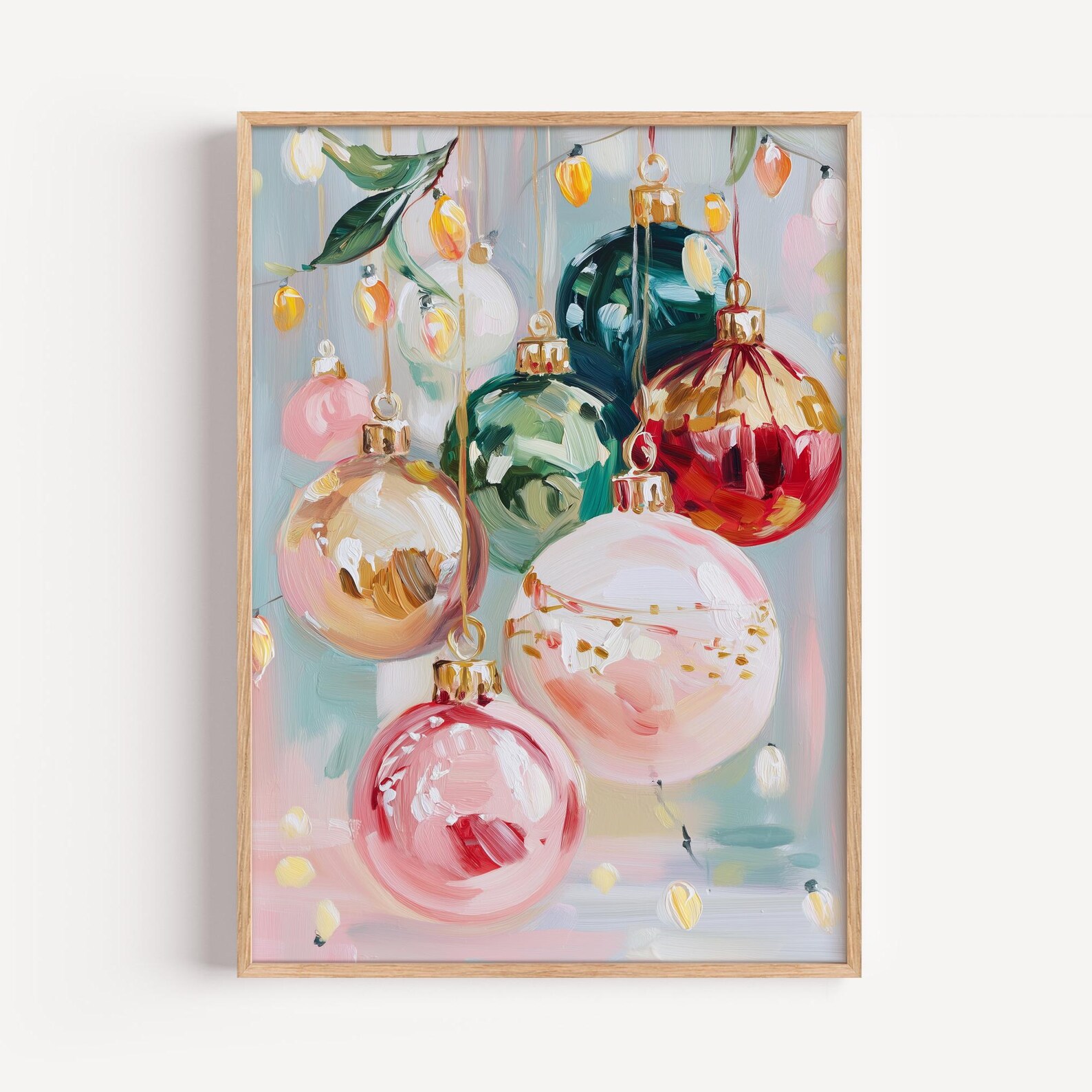 Vintage Christmas Baubles Print, Printable Holiday Wall Art, Cozy Still ...