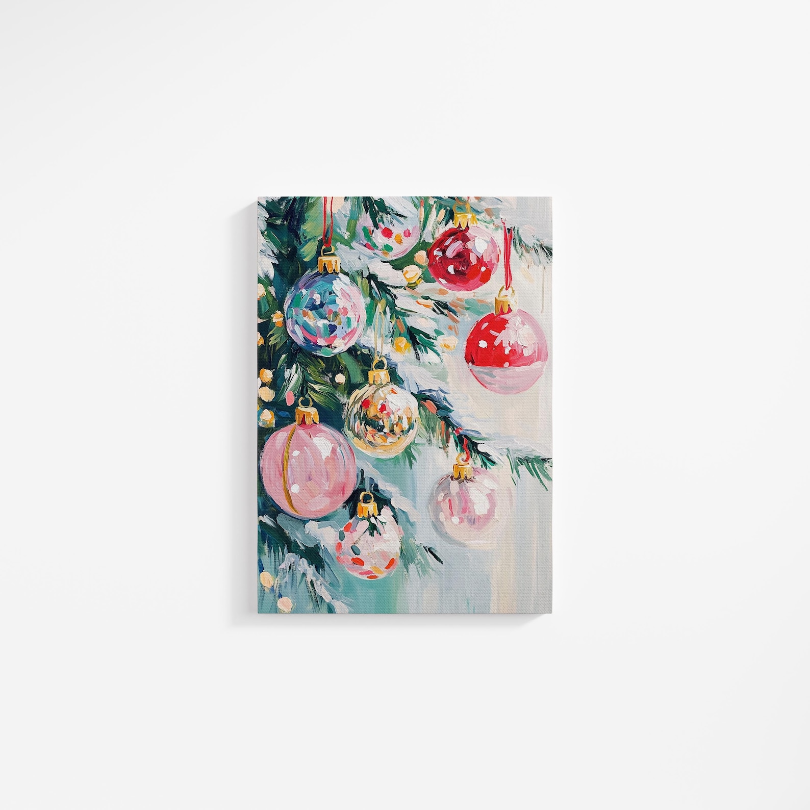 Colorful Christmas Ornament Wall Art | Holiday Tree Print | Red Pink ...