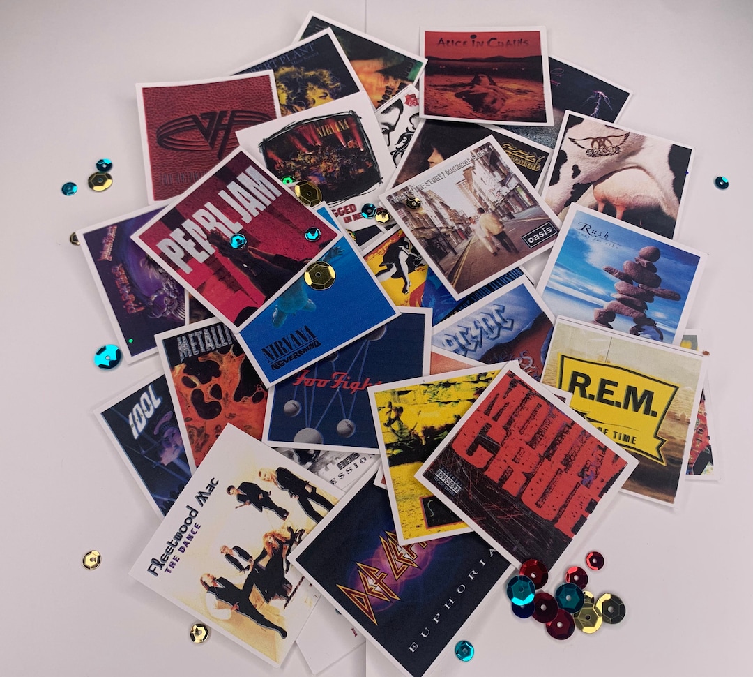 90,s ROCK BAND Cd- Album Cover Table Toss Confetti Decorations. Mini Cd ...