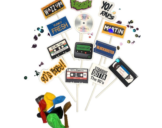 90's Ol School Cupcake Topper, House Party, Throwback Party,90's Theme ...