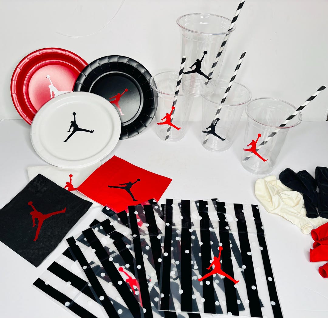 Jumpman Black-red-white Party Pack 5pc Set of Plates-napkins-cups ...