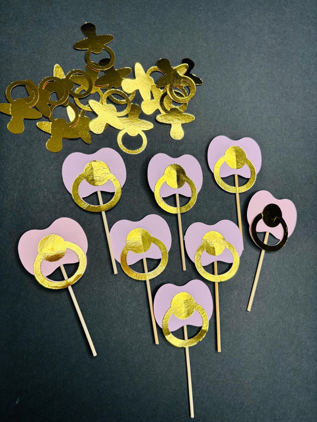Pink-gold Bikini Pacifier Baby Shower Cupcake Toppers With Mini ...