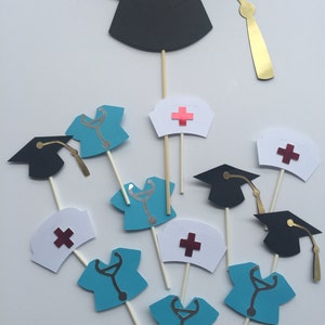 NURSES GRADUATION Cake Topper and Cupcake Toppers, Nurses Scrubs ...