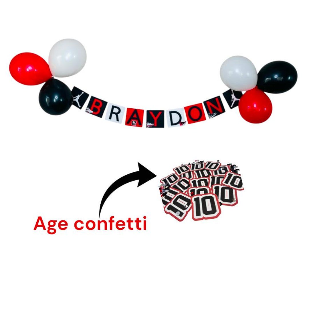 Jumpman Red-black-white Party Banner-sneaker Head-j's-birthday Party ...