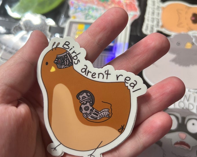 Birbs Aren’t Real Cyborg Bird Waterproof Sticker / Laptop Decals / Bird ...