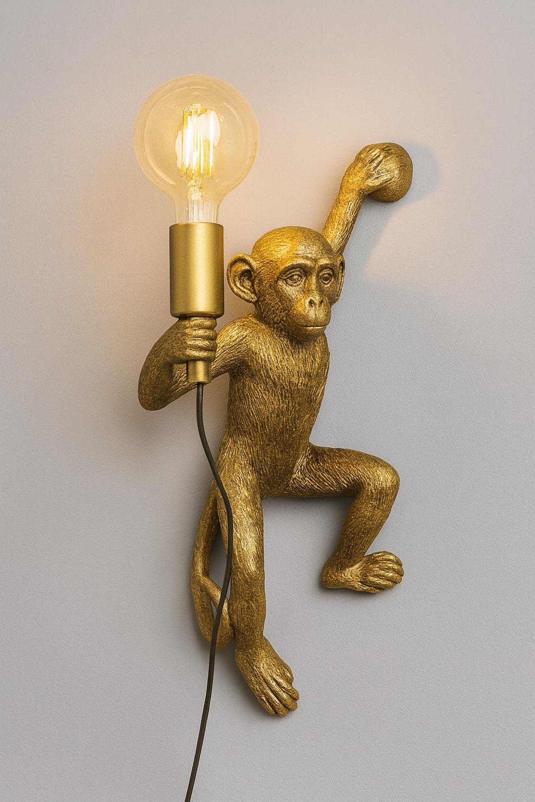 Gold Monkey Wall Lamp: Quirky Jungle Lighting, Retro Home Decor - Etsy