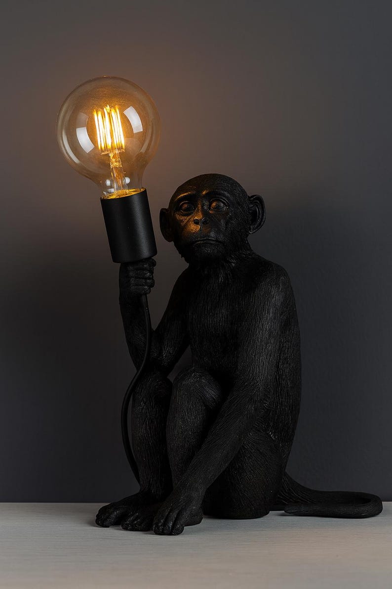 Green Velvet Monkey Table Lamp – Quirky Statement Lighting - Etsy
