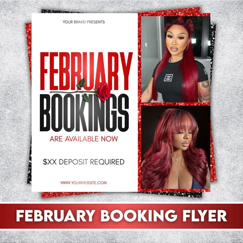 February Booking Flyer, Valentines Day Booking Flyer, February Booking ...