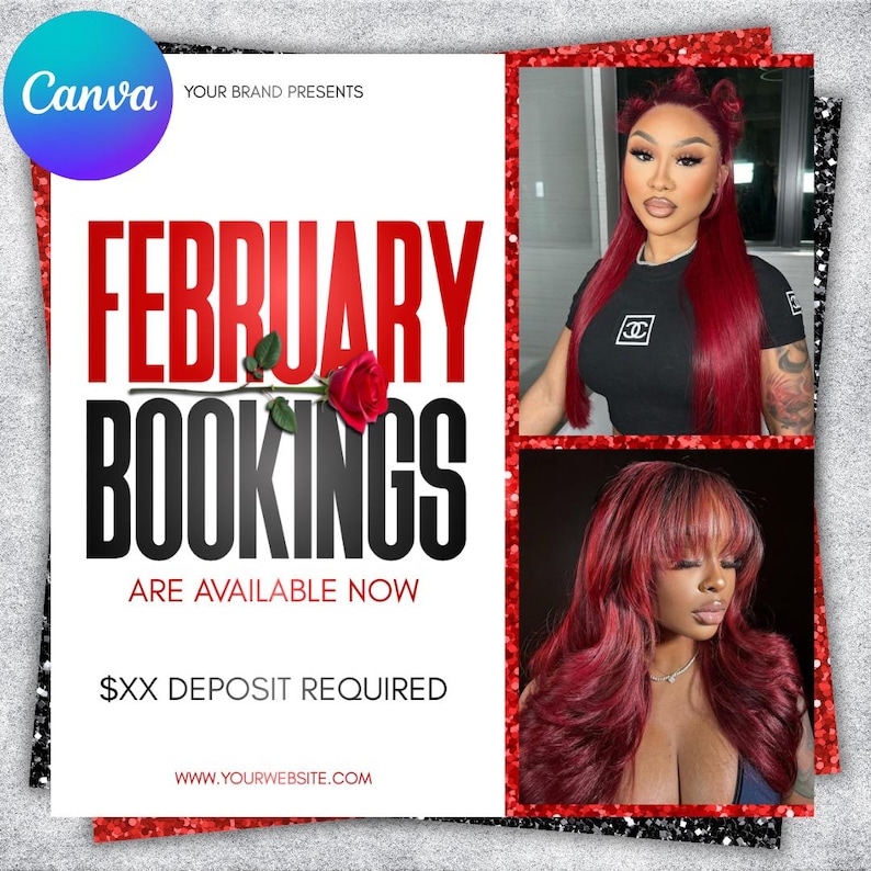 February Booking Flyer, Valentines Day Booking Flyer, February Booking ...