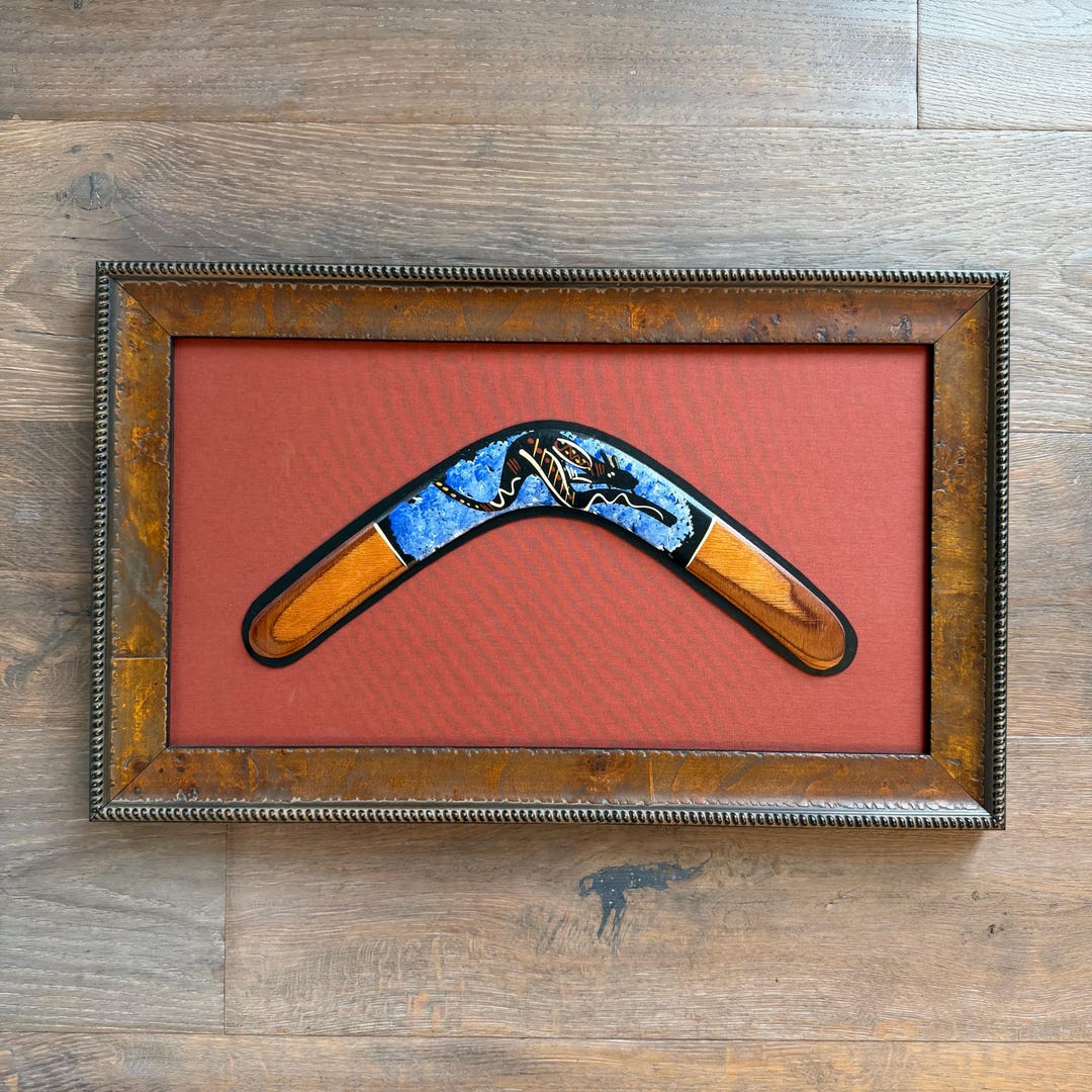 Vintage Australian Boomerang ~ Hand Painted ~ Framed Wall Decor ...