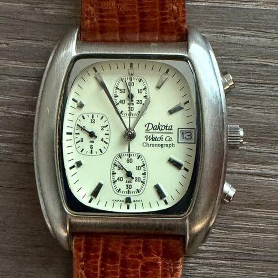 Dakota Watch Co. Men's Vtg 1980s Chronograph Watch & Original Leather ...