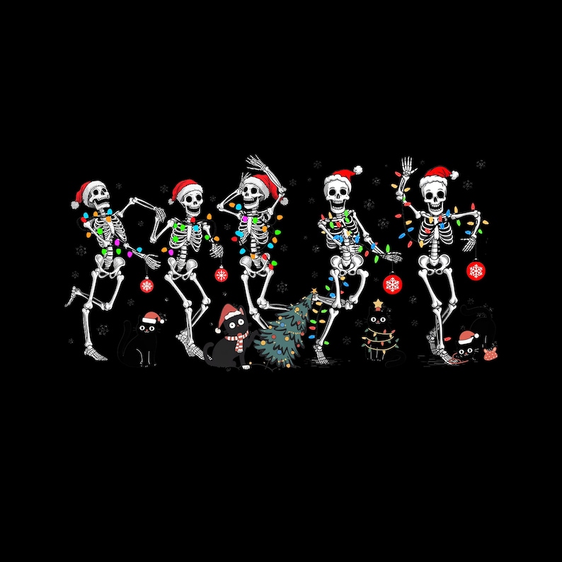 Dancing Christmas Skeletons Clipart Bundle Holiday Skeleton PNG SVG ...