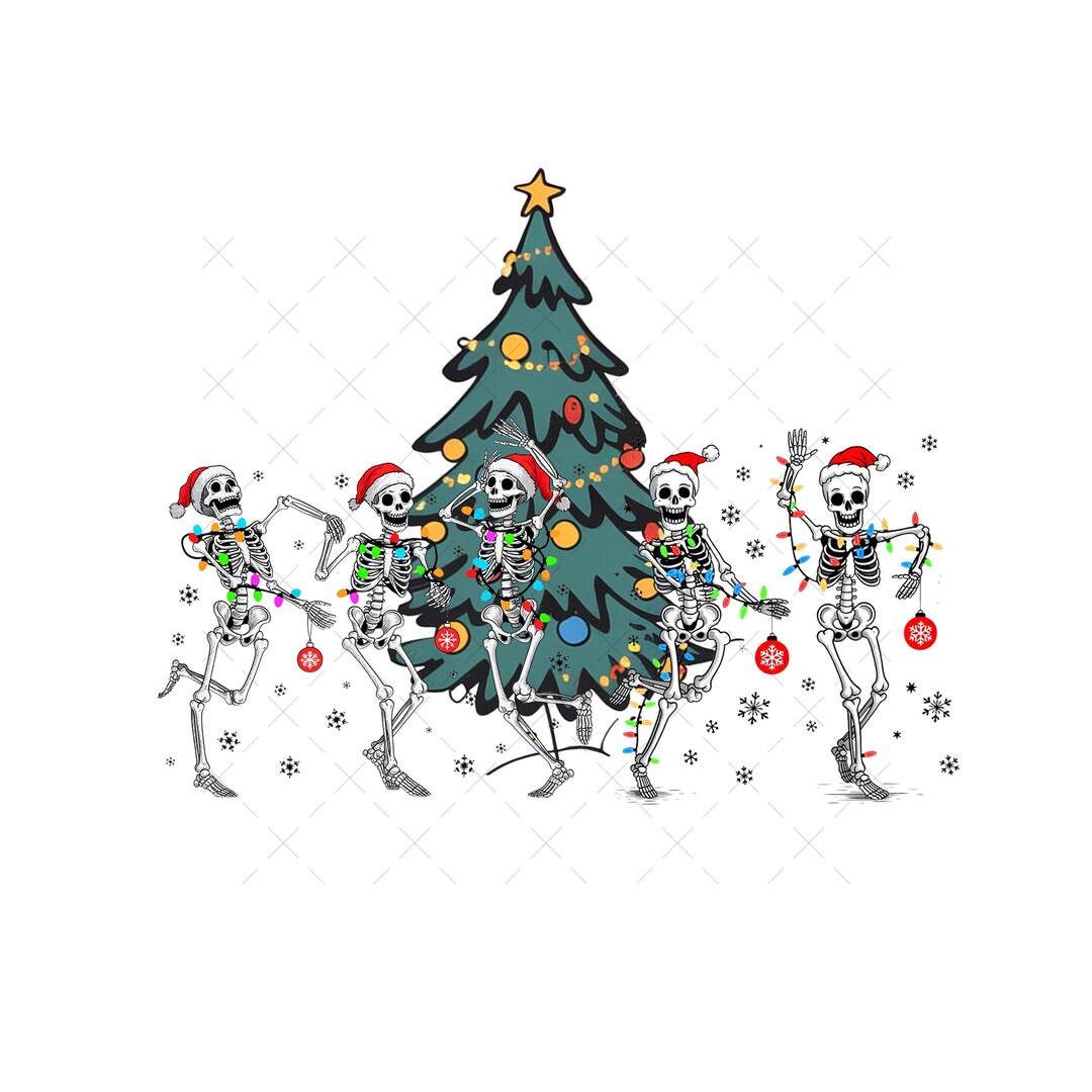 Skeletons Around Christmas Tree Clipart Bundle Holiday Skeleton PNG SVG ...