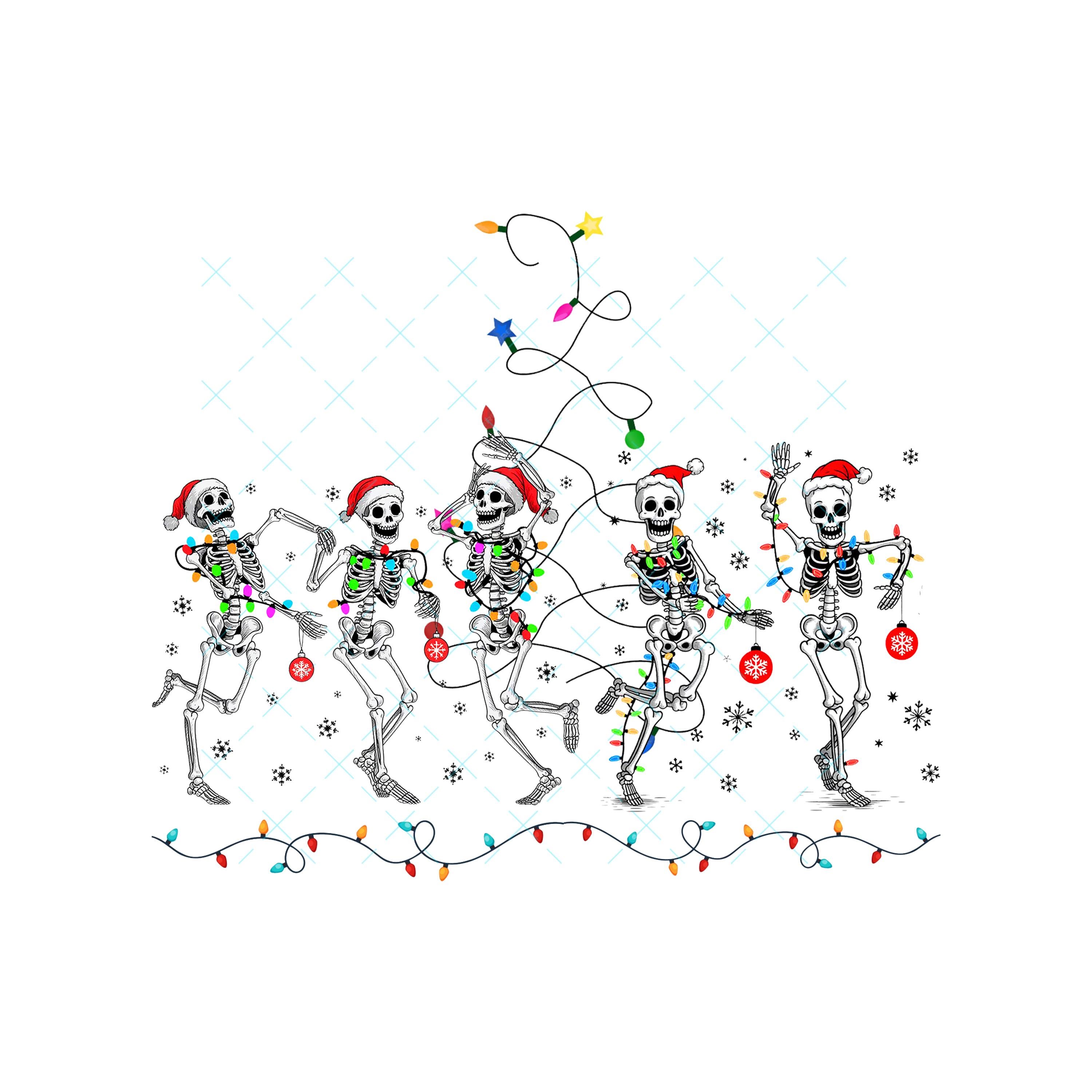 Dancing Christmas Skeletons Clipart Bundle Holiday Skeleton PNG SVG ...