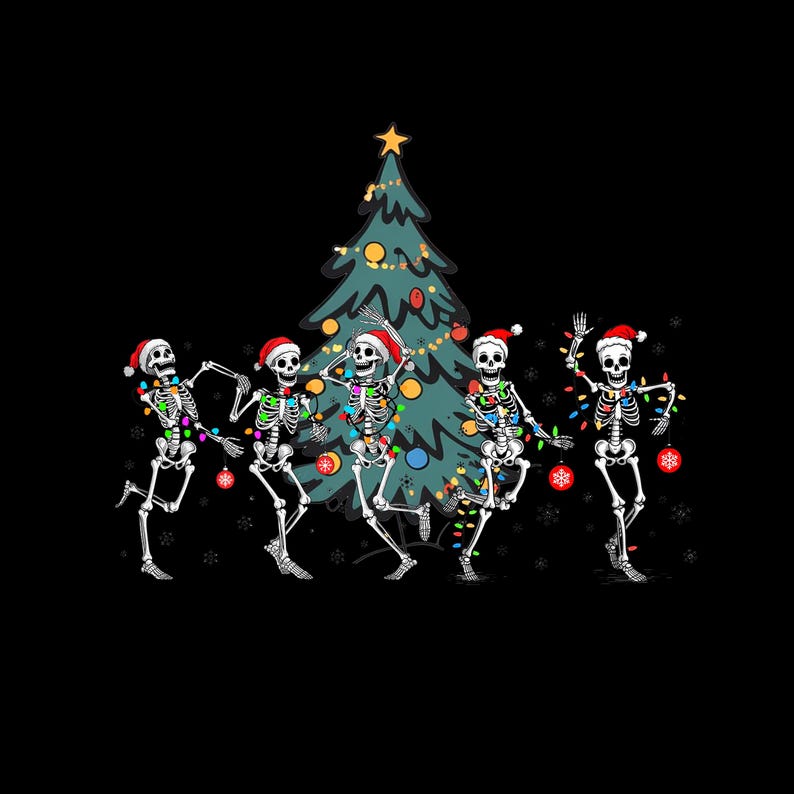 Dancing Christmas Skeletons Clipart Bundle Holiday Skeleton PNG SVG ...
