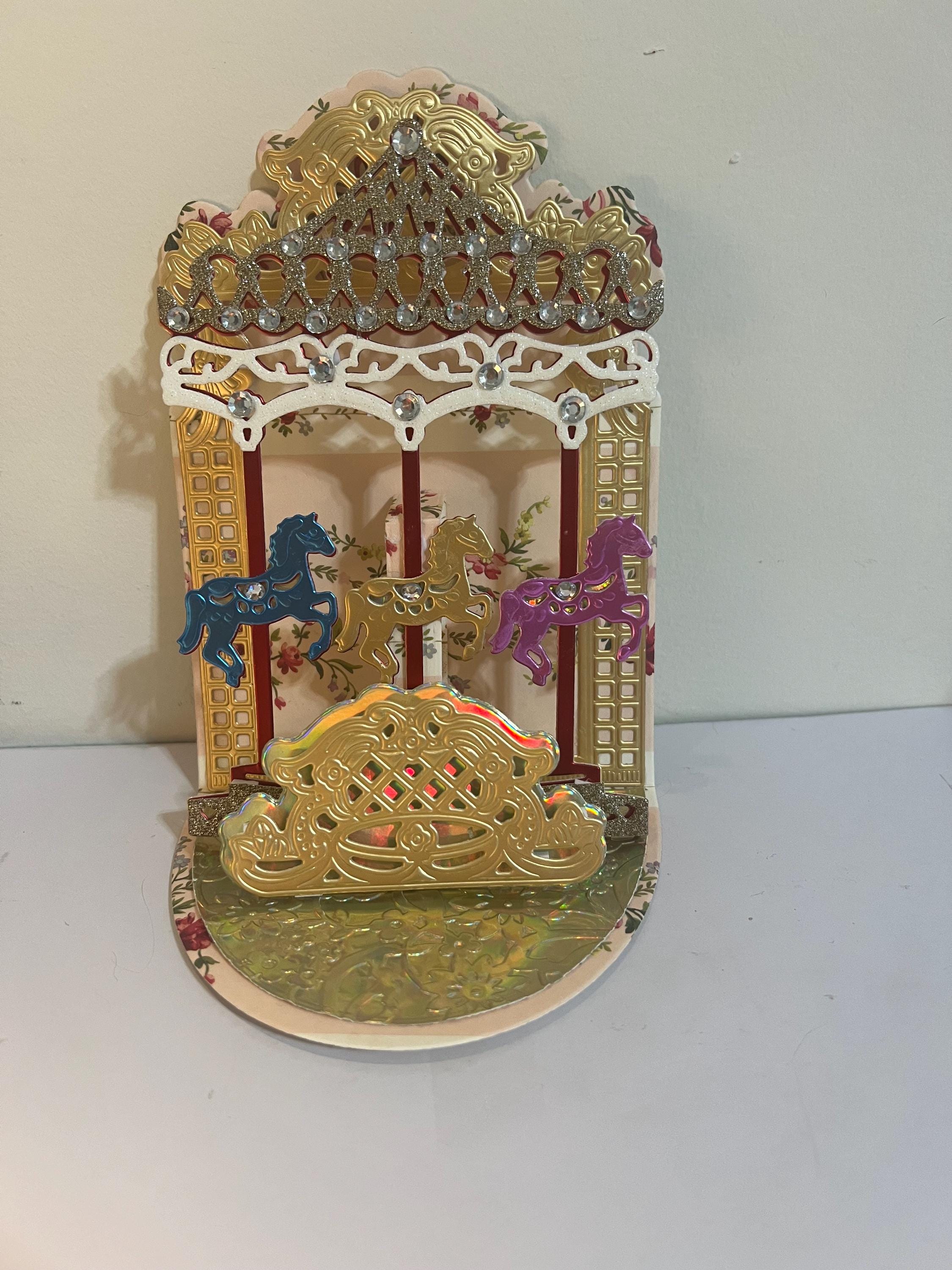 Elegant 3D Carousel Pop up Card. Luxury Card for Birthday, Anniversary ...