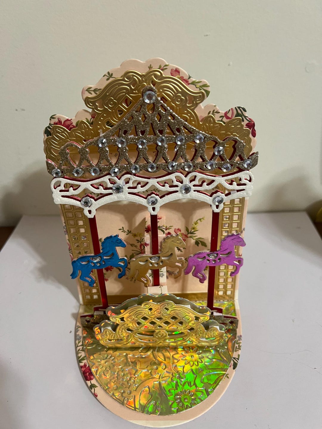 Elegant 3D Carousel Pop up Card. Luxury Card for Birthday, Anniversary ...