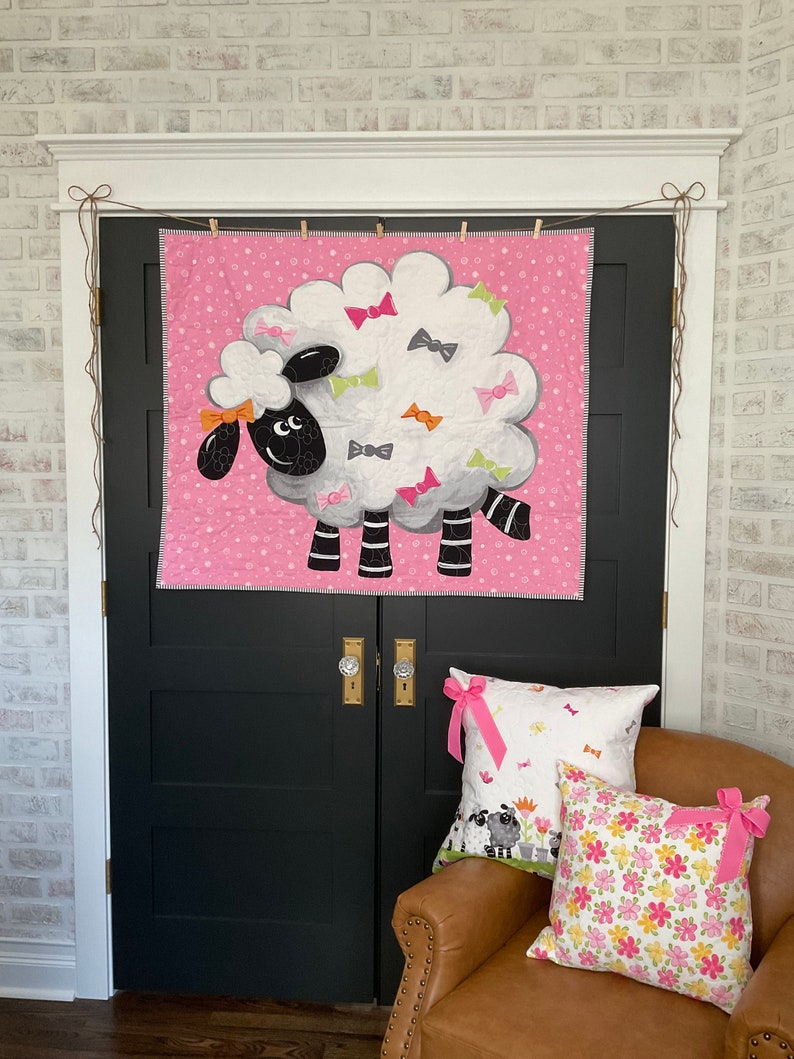 Susybee Pretty in Pink Counting Sheep Panel Quilt 2 Crib Bedding ...