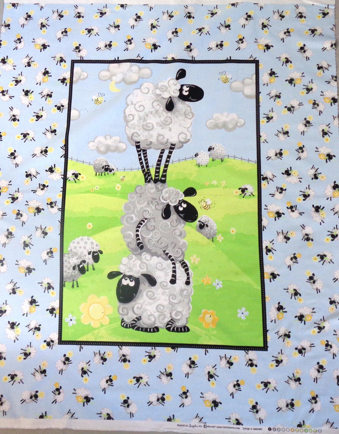 SUSYBEE Lal the Lamb 100% Cotton Fabric PANEL- Lambs/lambs/lambs ...