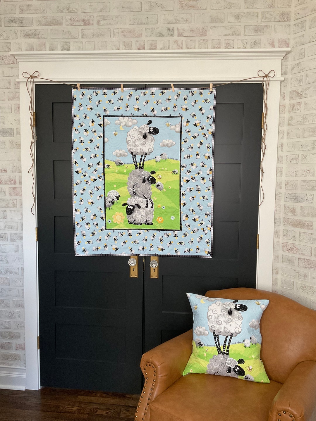 Susy Bee Counting Sheep Panel Quilt in Soft Blue Crib Bedding, Newborn ...