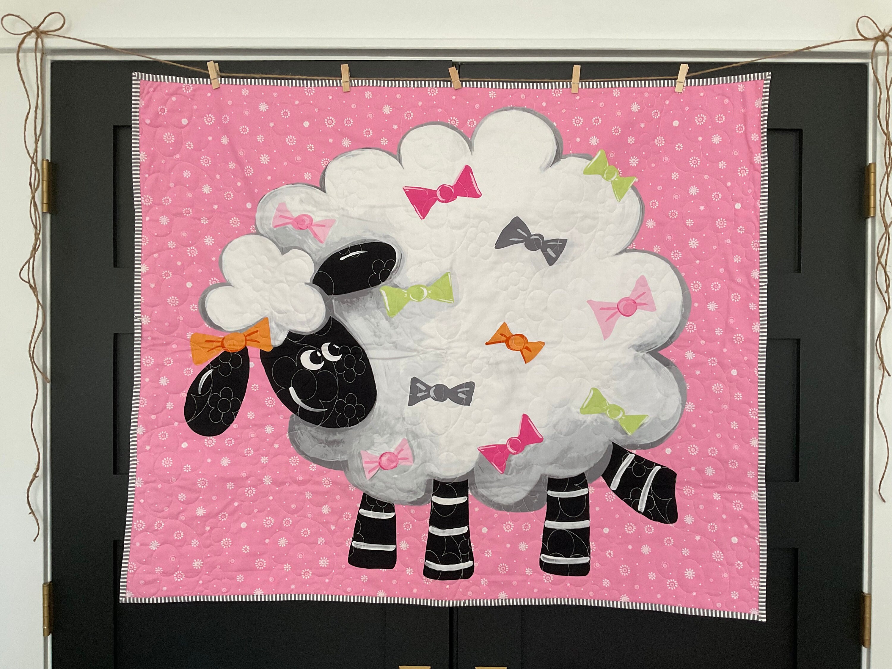 Susybee Pretty in Pink Counting Sheep Panel Quilt 2 Crib Bedding ...