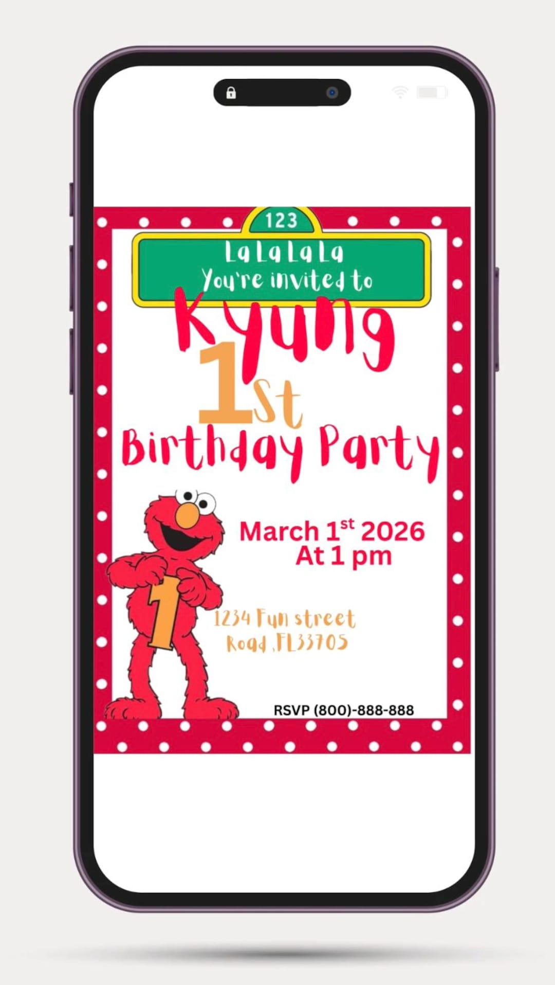 Elmo 1st Birthday Invitation Template | Editable Canva Flyer | First ...
