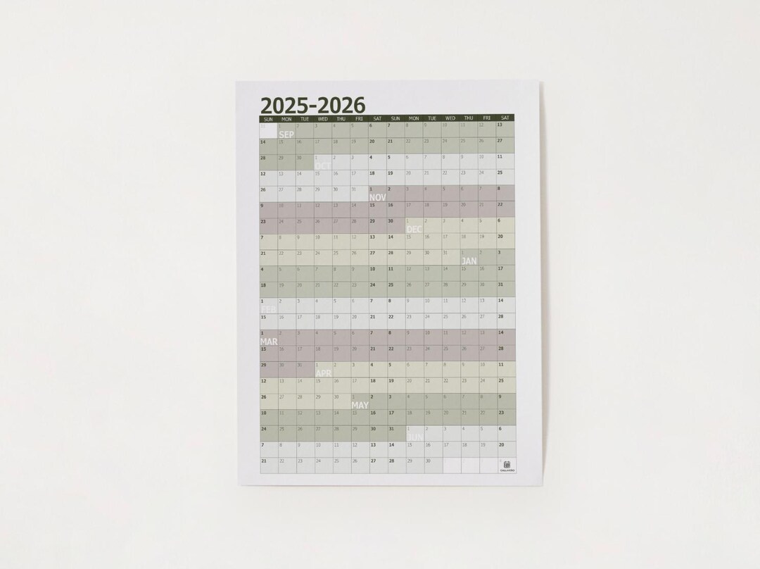 2025-2026 Printable School Year Wall Calendar - Poster 24x36 and 18x24 ...
