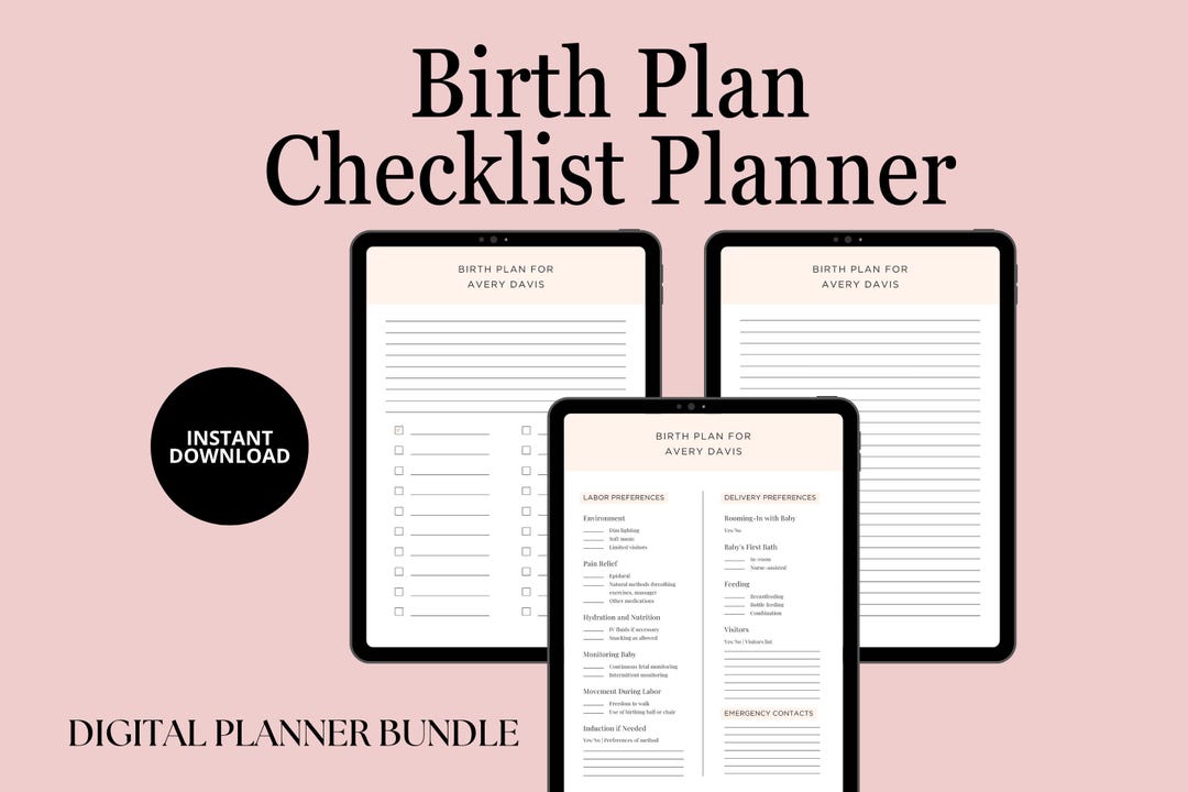 Editable Birth Plan Checklist | Printable Labor & Delivery Preferences ...