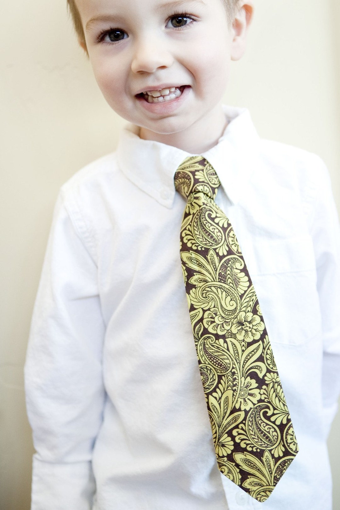 Toddler Necktie - Brown With Green Paisley - Etsy