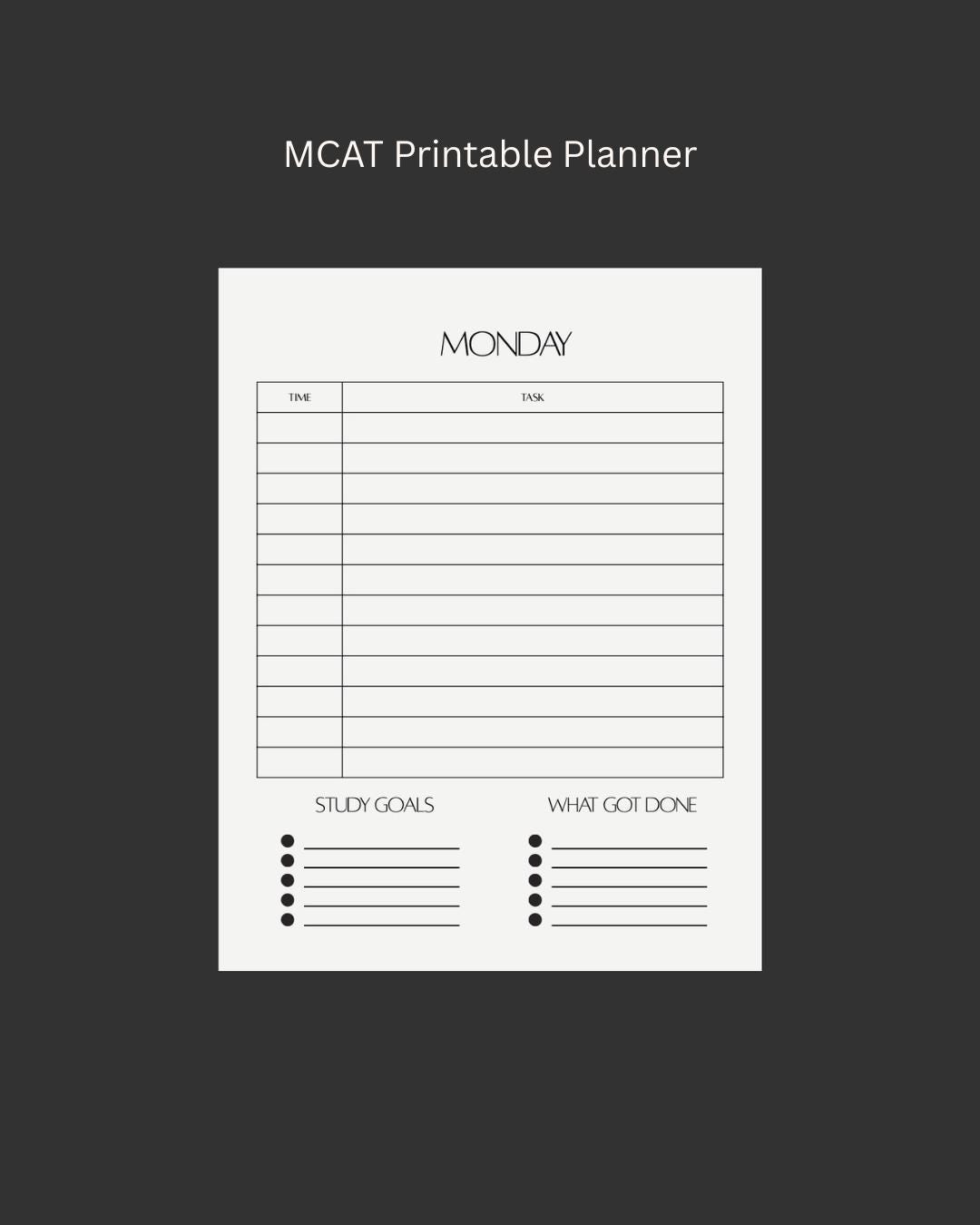 MCAT Study Planner Printable | Pre-med Weekly & Daily Schedule | Kaplan ...