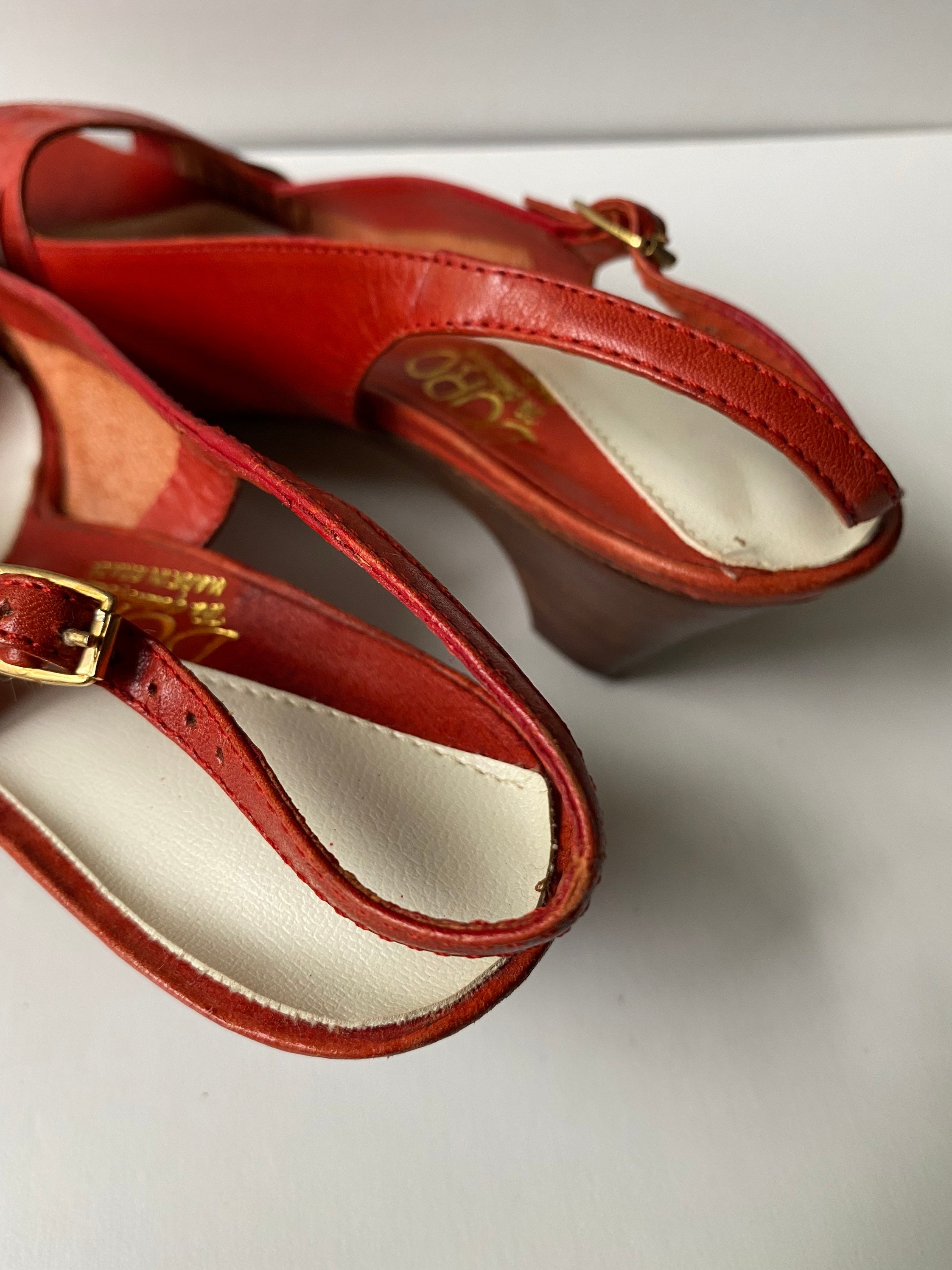 Vintage Red Shoesred LEATHER Woven Pumps Red Vintage Pumps - Etsy