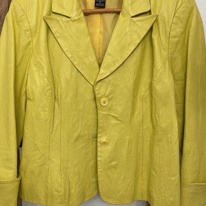 Vintage DISTRESSED Yellow Leather Jacket1980s Yellow Cropped Leather ...