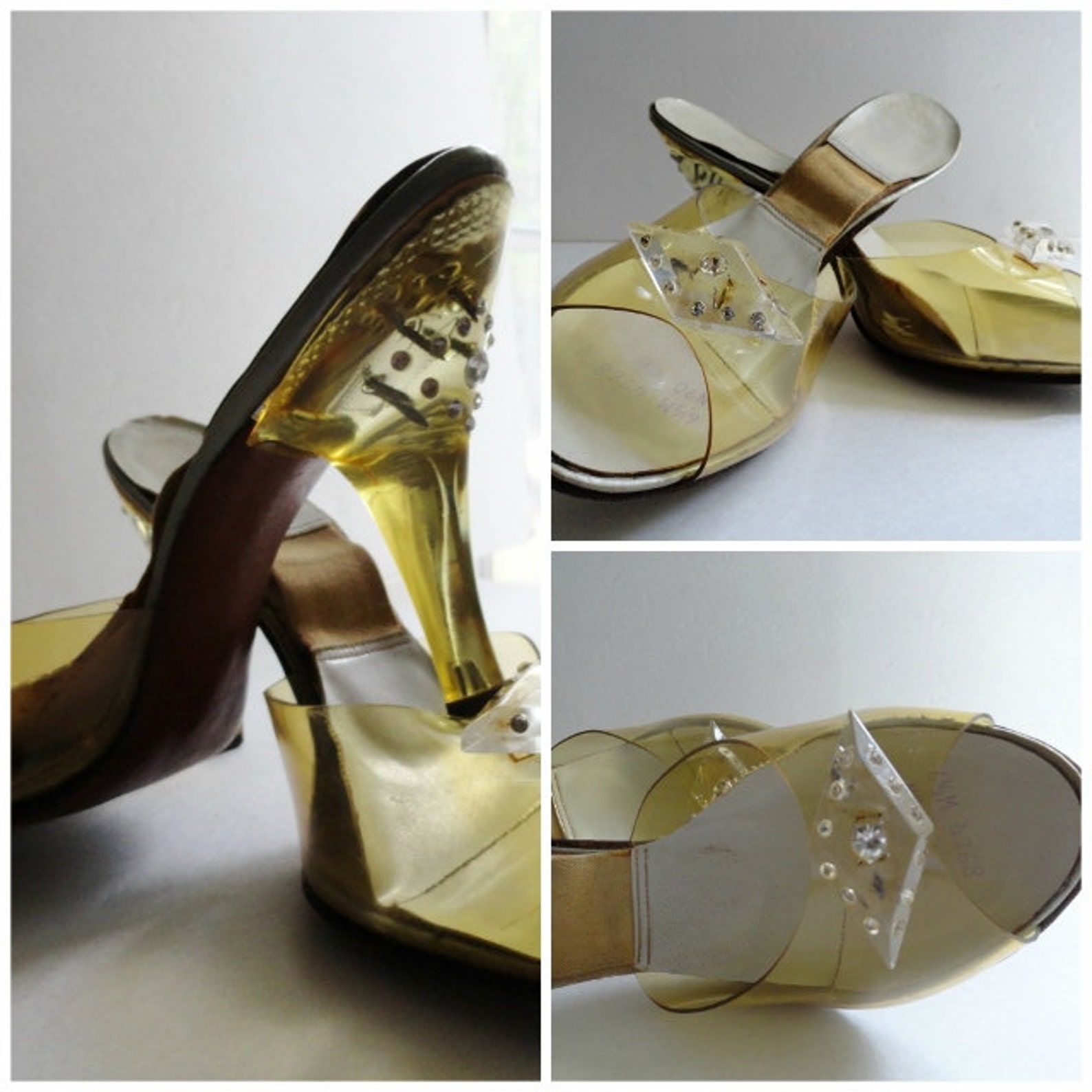 Authentic Vintage Spring-o- Lators Lucite Mules|gold Lucite Stilettos ...