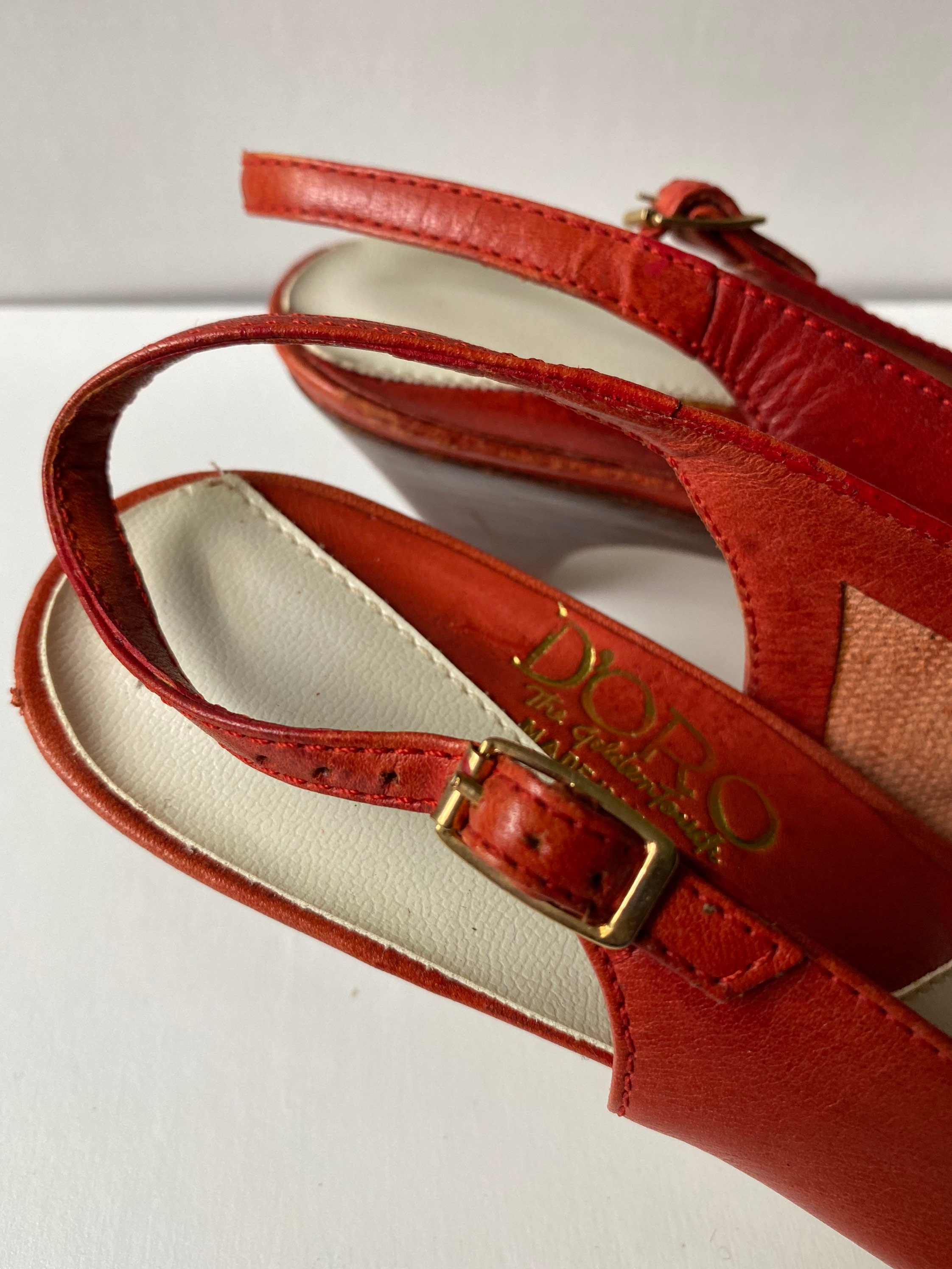 Vintage Red Shoesred LEATHER Woven Pumps Red Vintage Pumps - Etsy