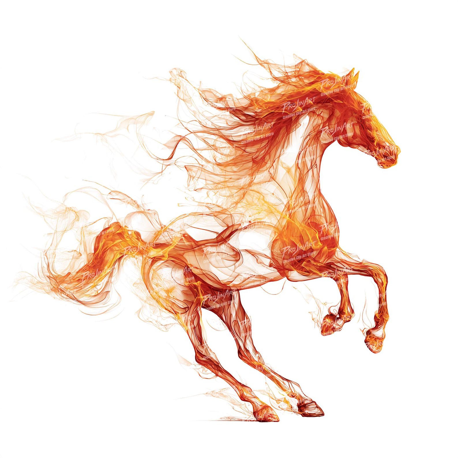 Fiery Red Horse Clipart | Fantasy Stallion PNG Bundle | 300 DPI ...