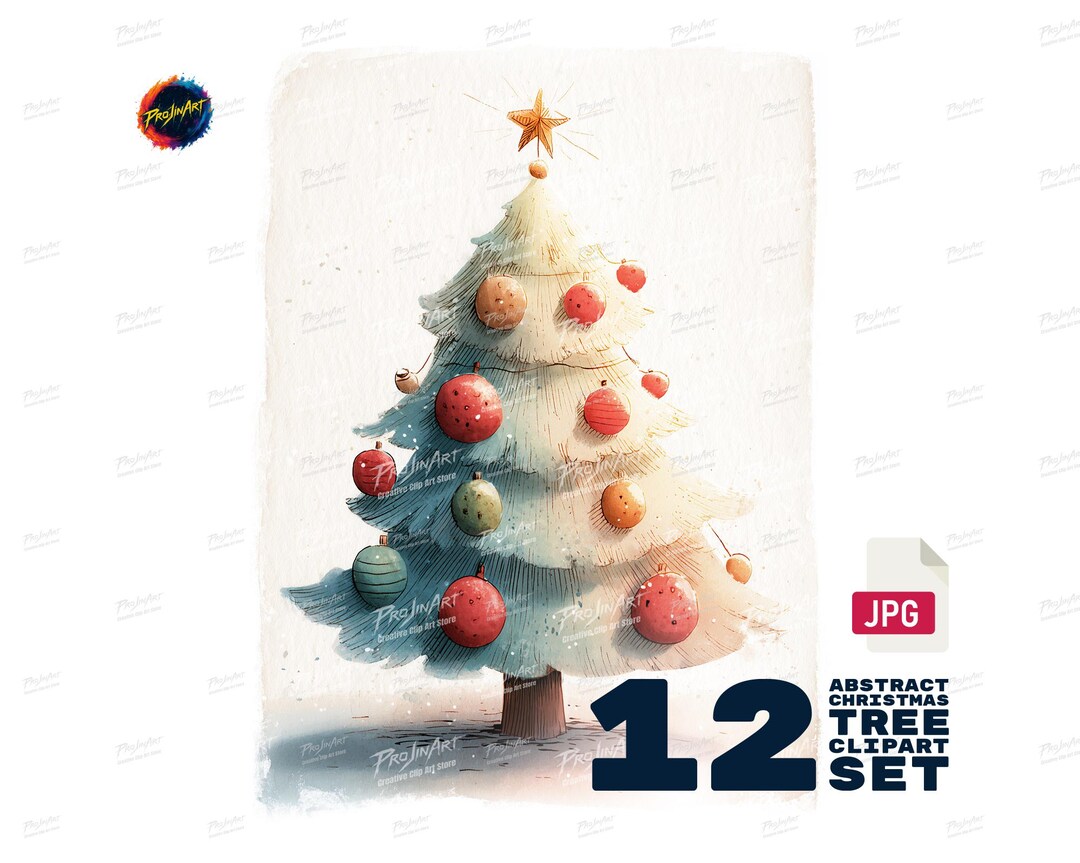 Watercolor Christmas Tree Clipart Set, Whimsical Holiday Trees, Hand ...