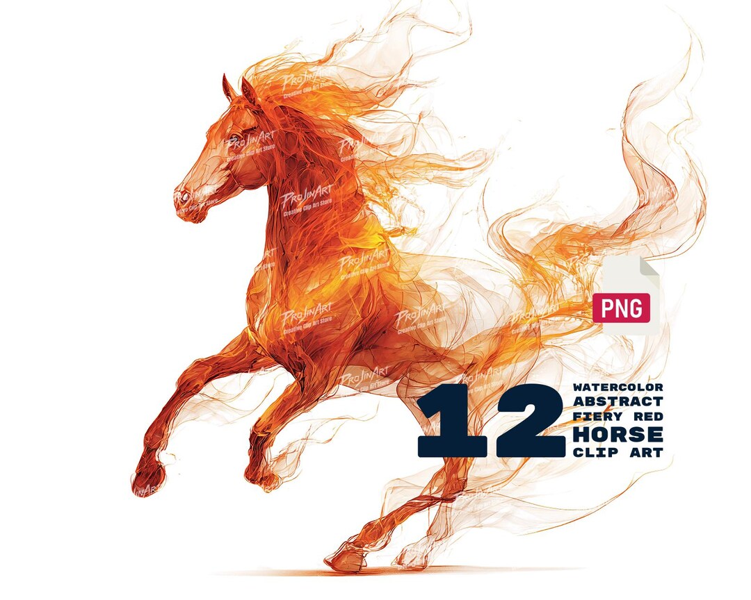 Fiery Red Horse Clipart | Fantasy Stallion PNG Bundle | 300 DPI ...