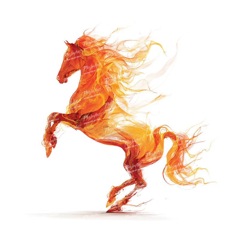 Fiery Red Horse Clipart | Fantasy Stallion PNG Bundle | 300 DPI ...