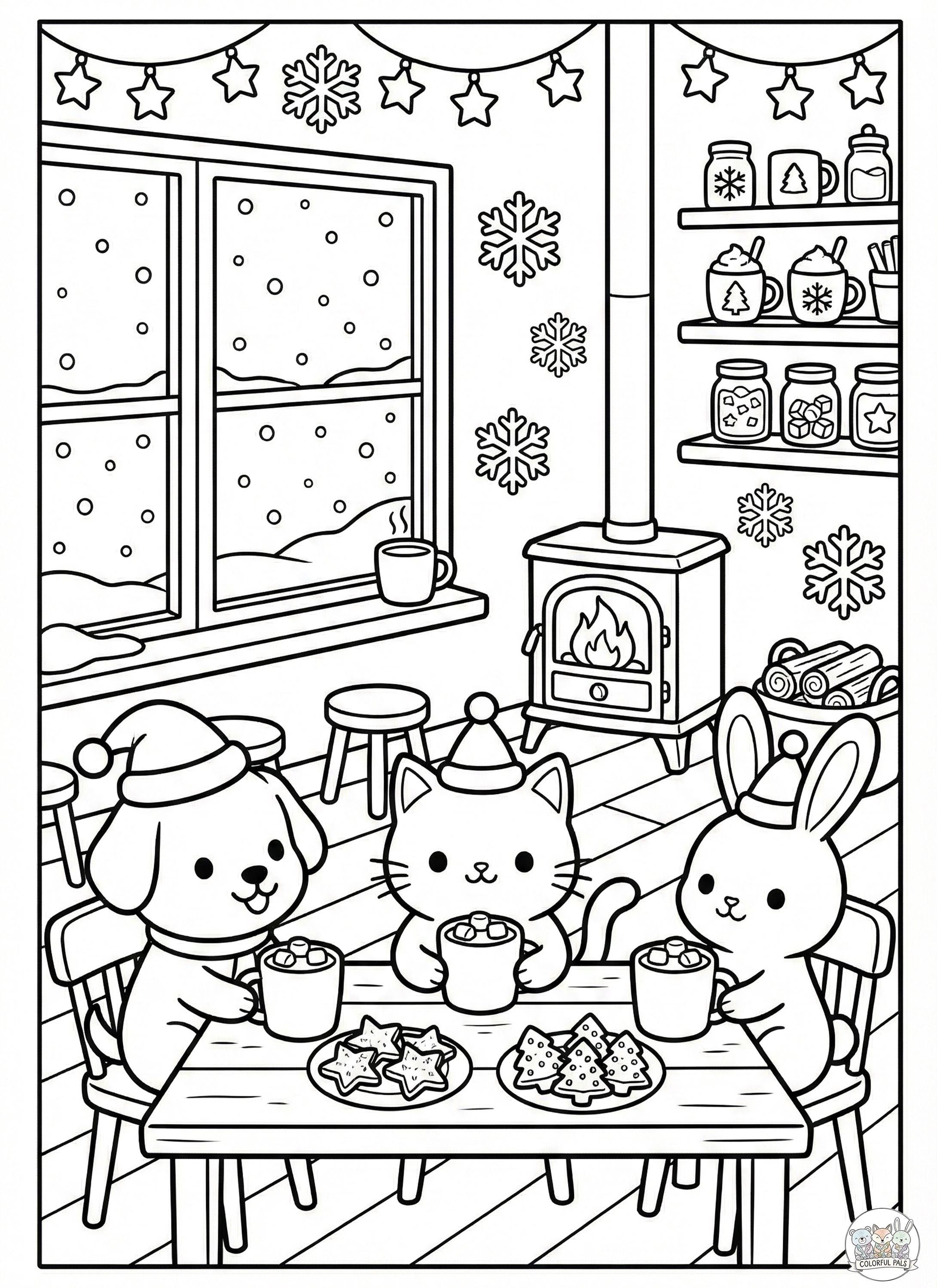 Kawaii Christmas Animals Coloring Book, 30 Printable Holiday Pages ...