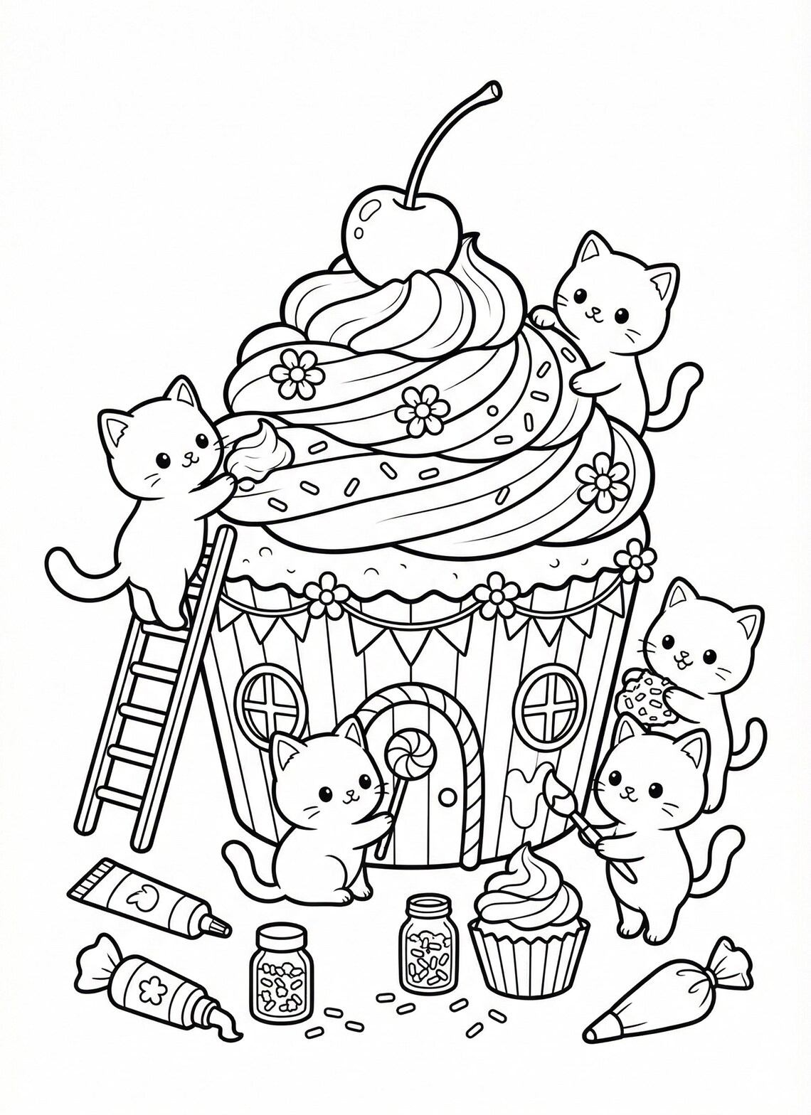 Miniature Worlds Coloring Book – Cozy Kawaii Scenes (printable PDF) - Etsy