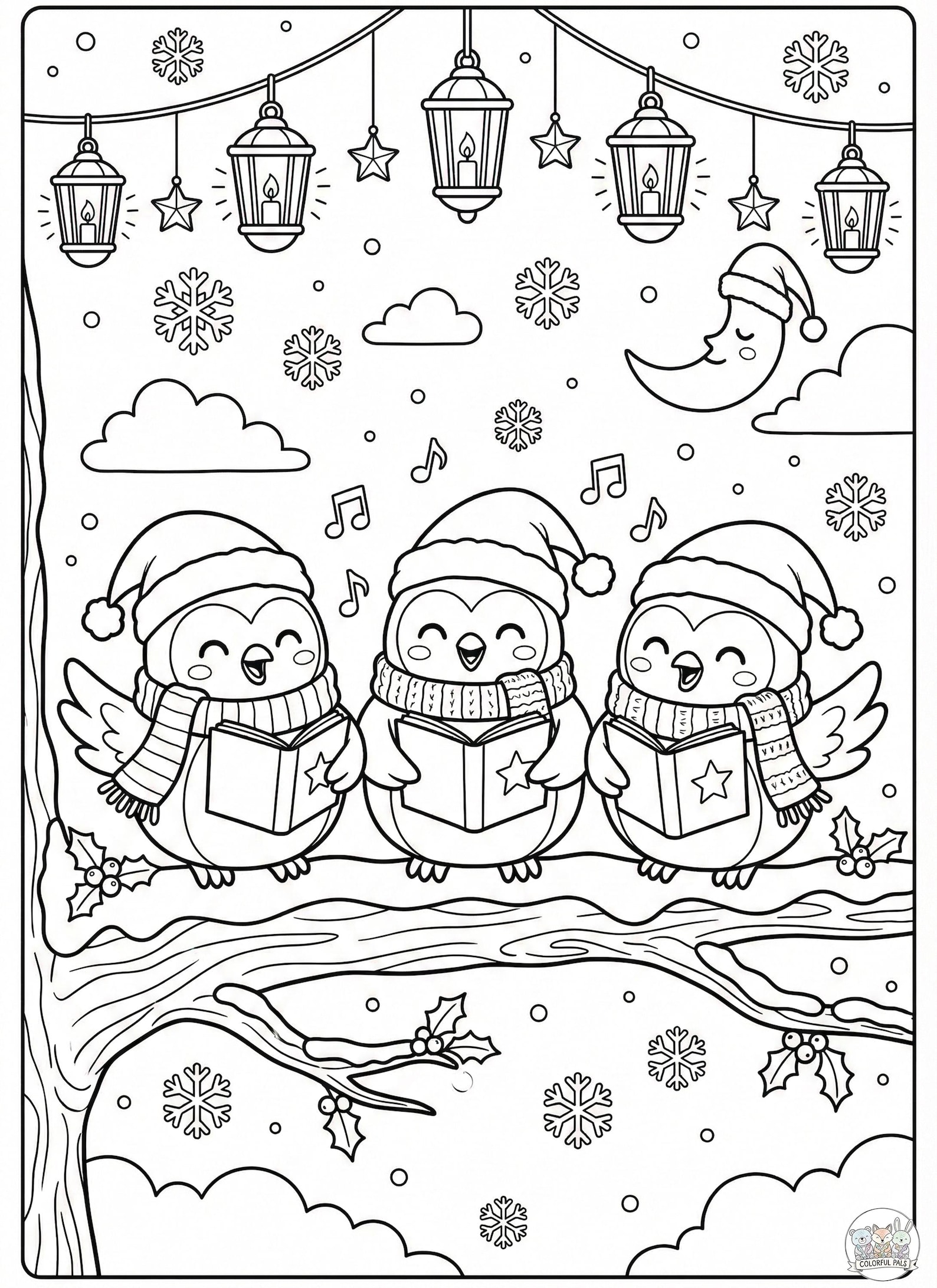 Kawaii Christmas Animals Coloring Book, 30 Printable Holiday Pages ...