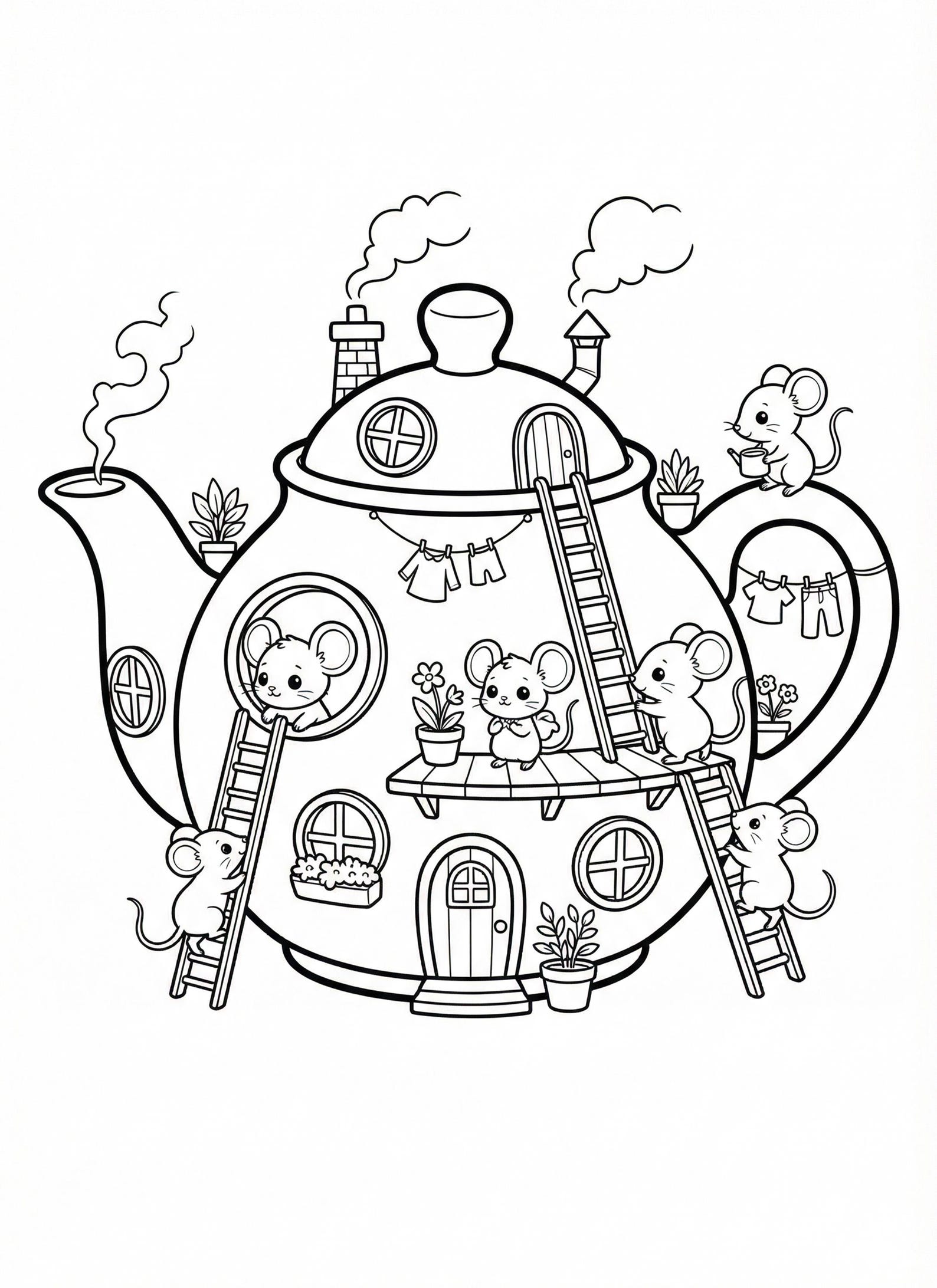 Miniature Worlds Coloring Book – Cozy Kawaii Scenes (printable PDF) - Etsy