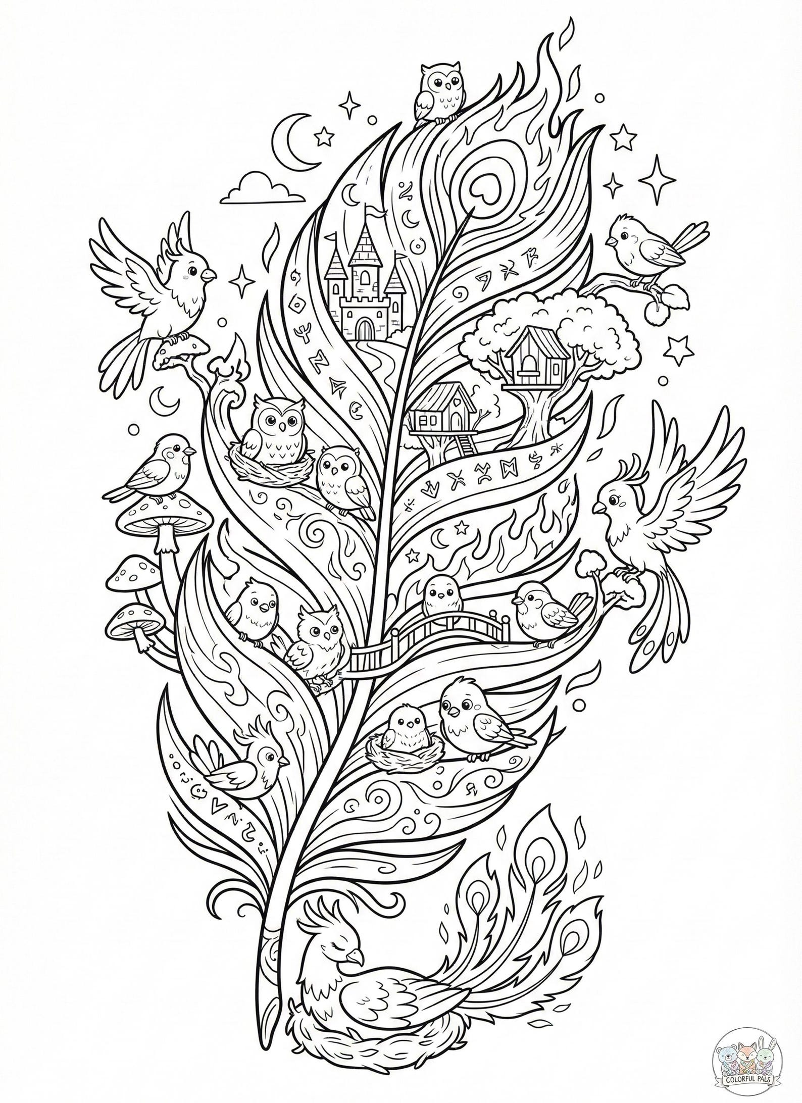 Cute Magical Worlds Coloring Book - Kawaii Fantasy Animals & Tiny Homes ...